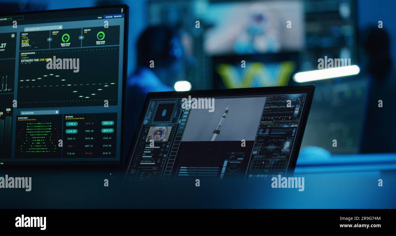 Successful space rocket launch for crewed mission displayed on digital ...