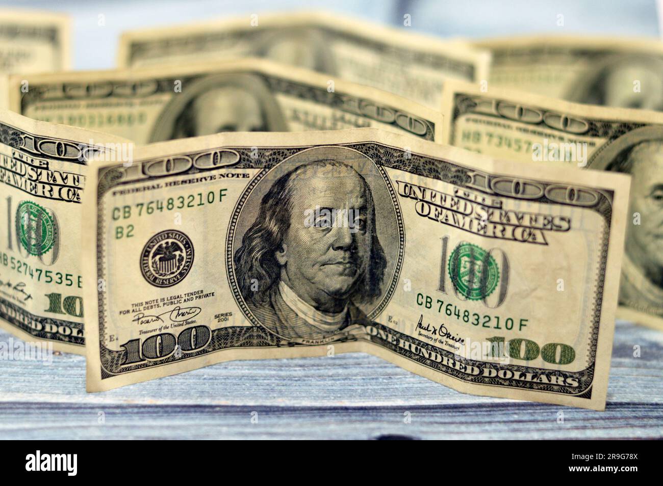 pile of 100 one hundred dollar banknote currency cash money old series ...