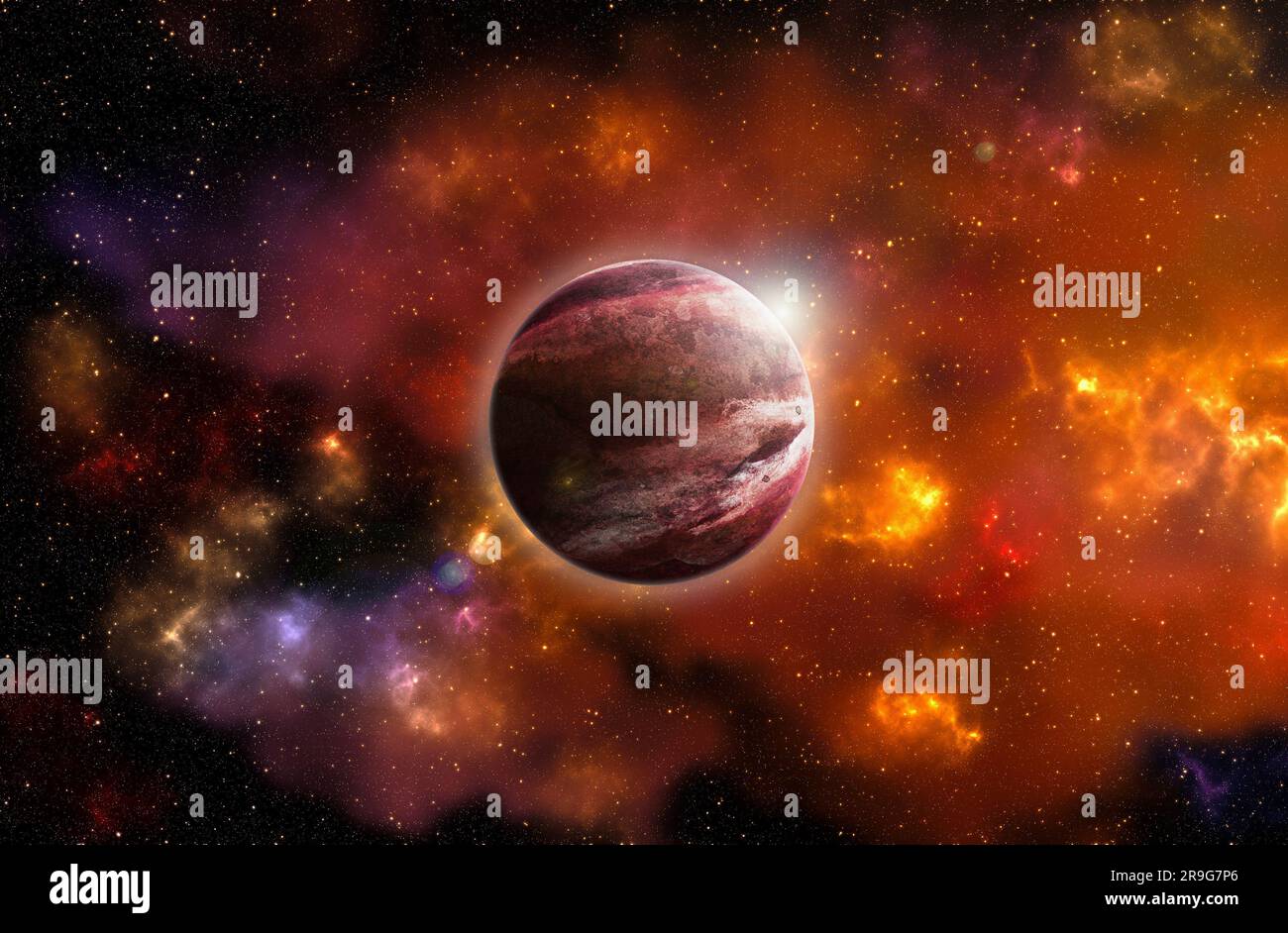 Unknown planet from outer space. Space nebula. Cosmic cluster of stars ...