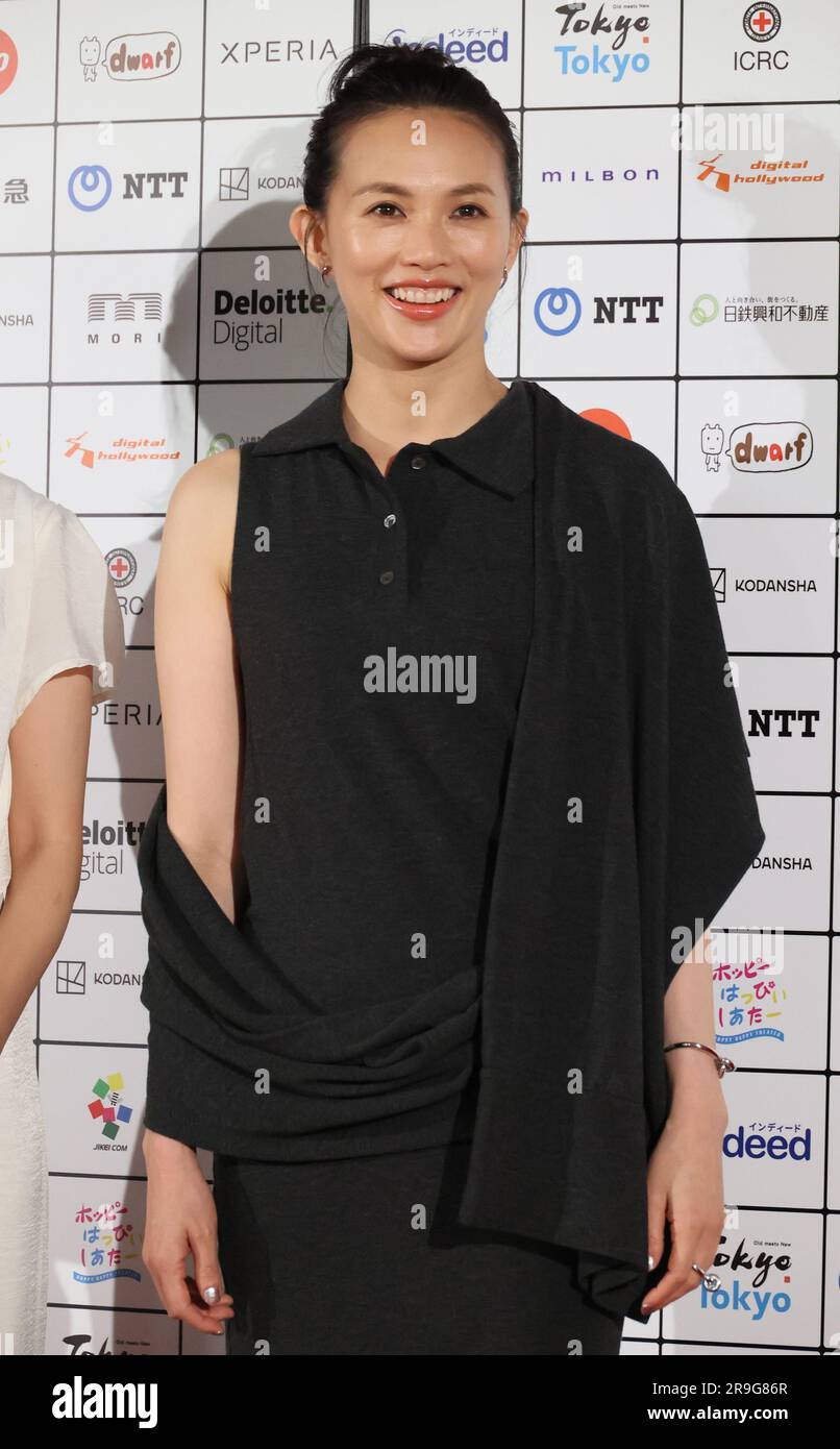 Tokyo, Japan. 26th June, 2023. Japanese actress Asami Usuda attends a photocall of the awarding ...