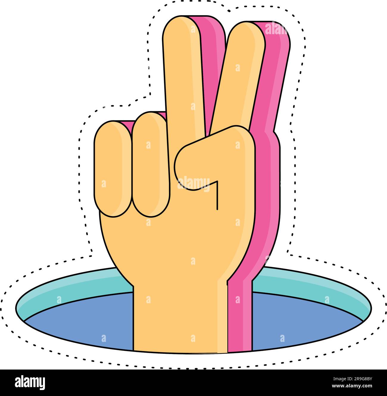 Isolated colored groovy hand gesture cute sticker icon Vector Stock ...