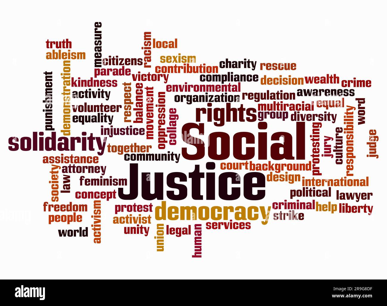 Word Cloud with SOCIAL JUSTICE concept create with text only Stock ...