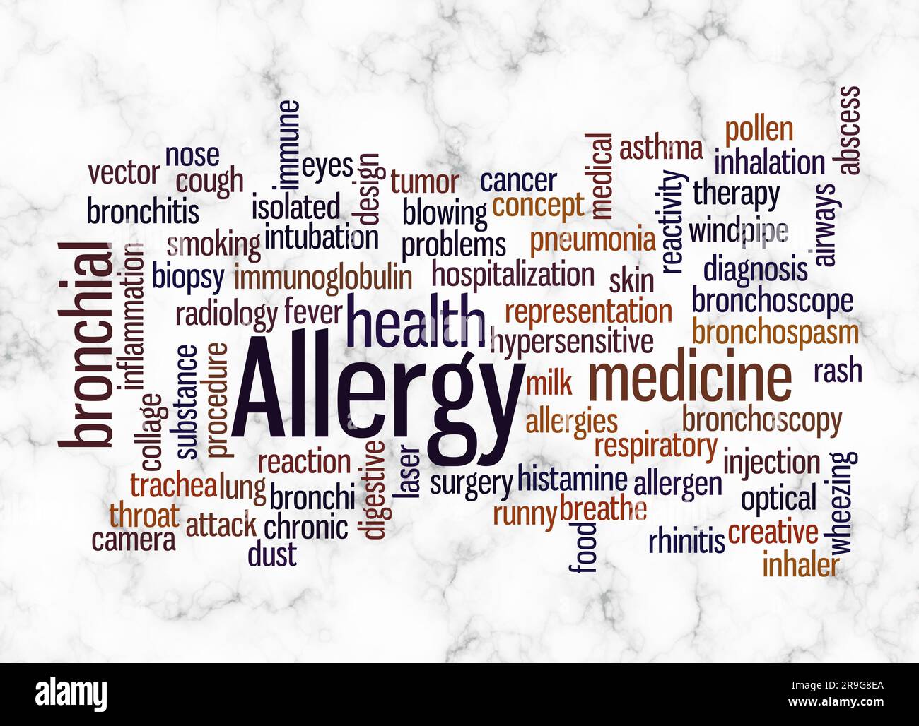 Word Cloud with ALLERGY concept create with text only Stock Photo - Alamy