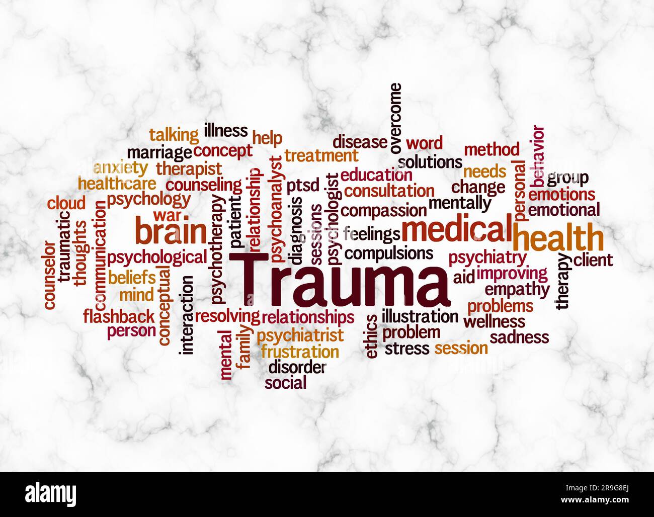 Word Cloud with TRAUMA concept create with text only Stock Photo - Alamy
