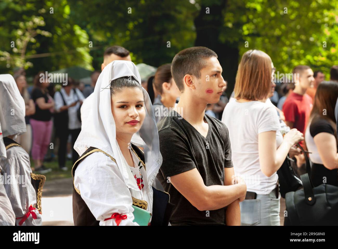 Picture of a girl standing, , wearing a traditional Serbian outfit in ...
