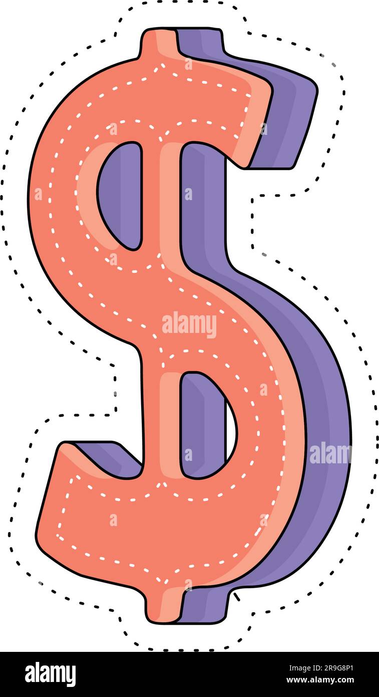 Isolated colored groovy money symbol sticker icon Vector Stock Vector ...