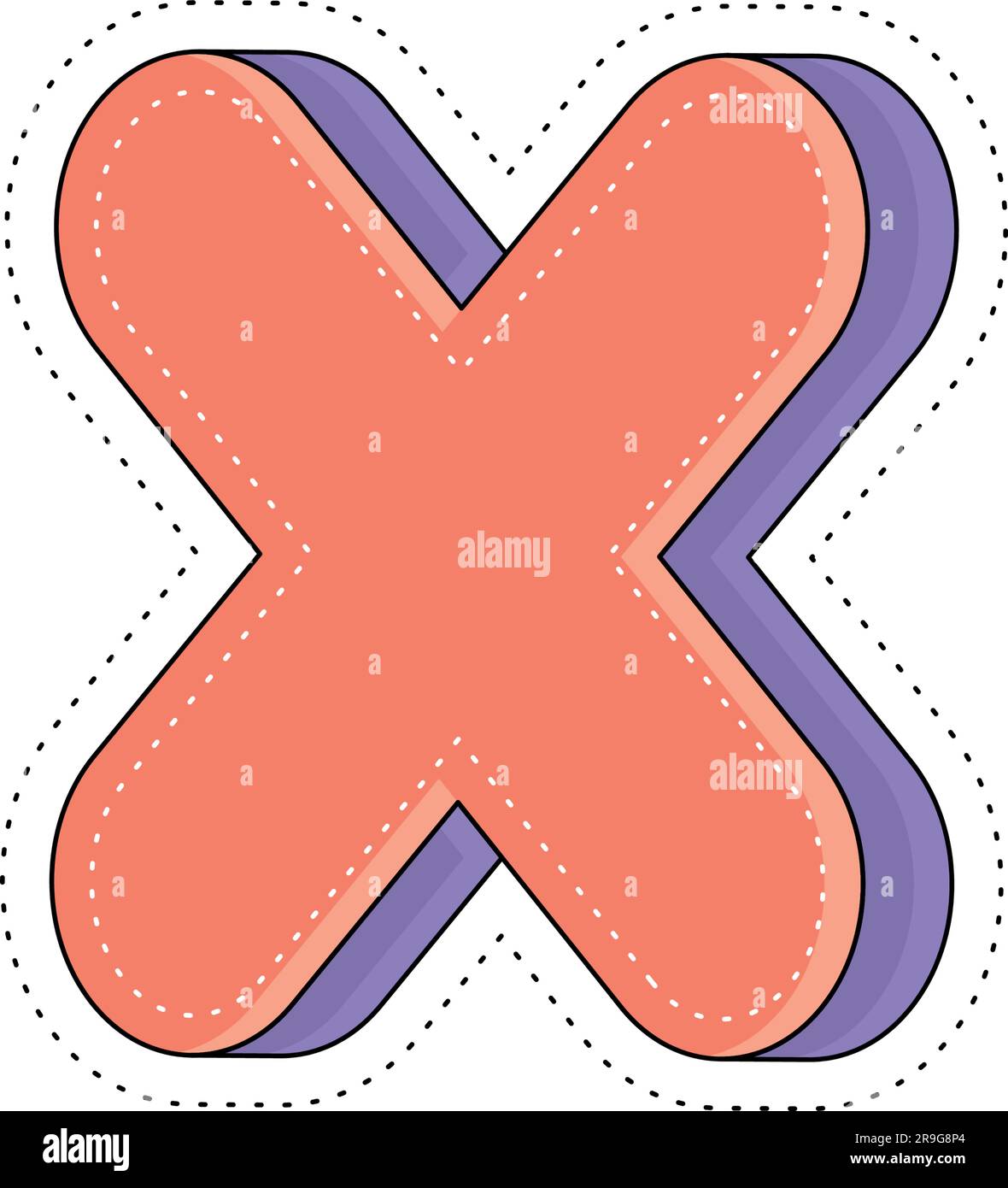 Isolated colored groovy cross sticker icon Vector Stock Vector Image ...