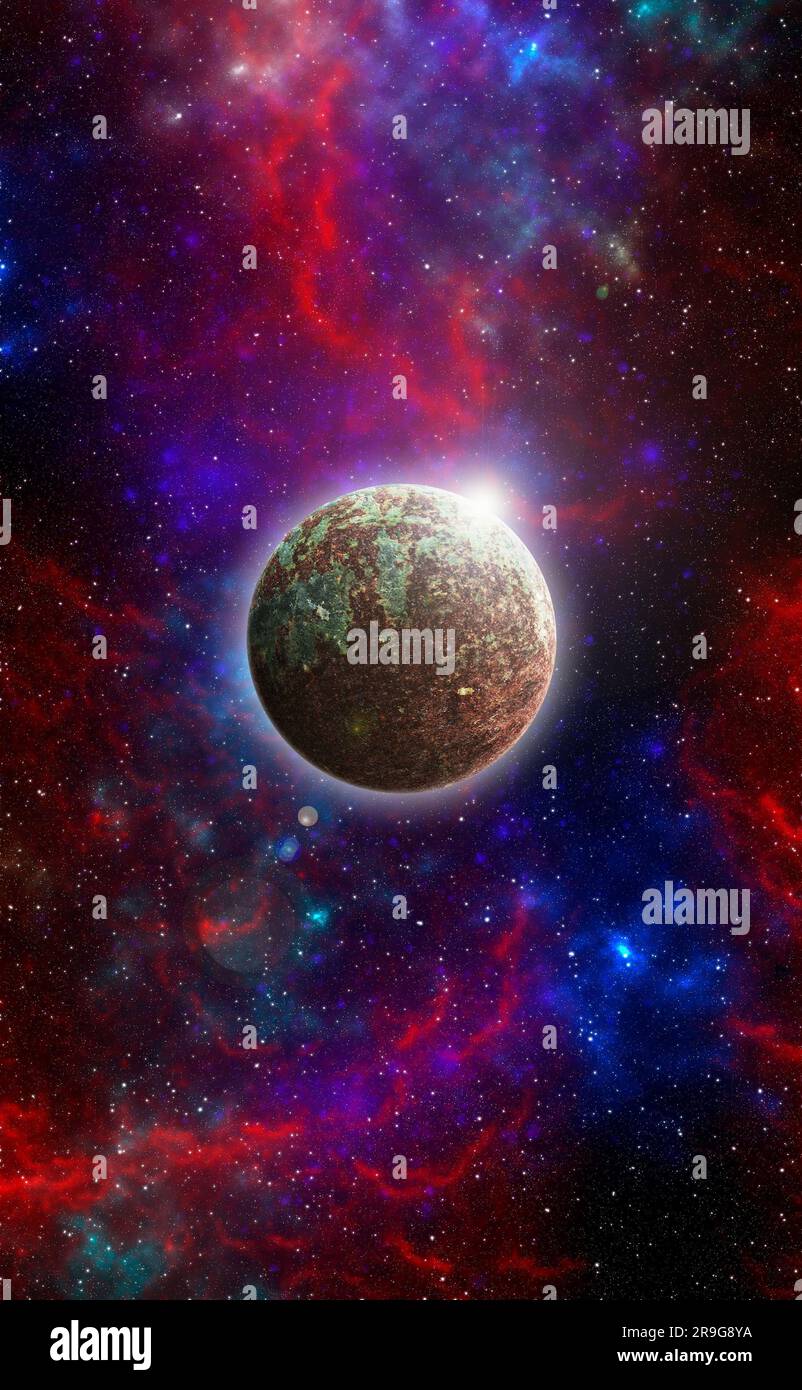 Unknown planet from outer space. Space nebula. Cosmic cluster of stars ...