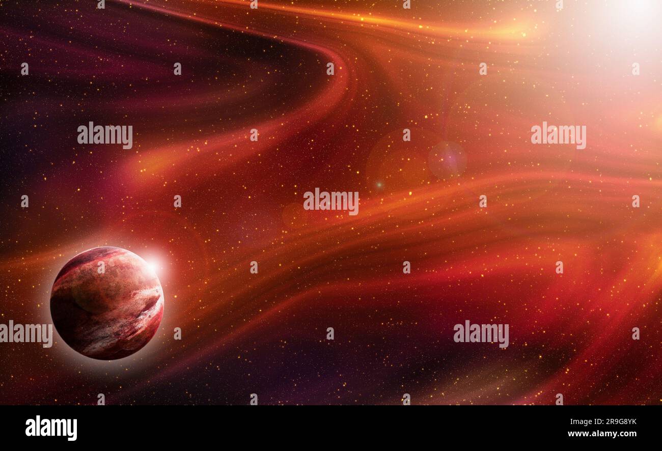 Unknown planet from outer space. Space nebula. Cosmic cluster of stars ...