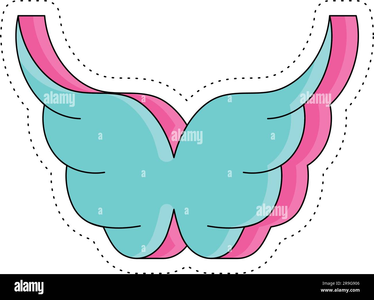 Isolated colored groovy 3d angel wings sticker icon Vector Stock Vector ...