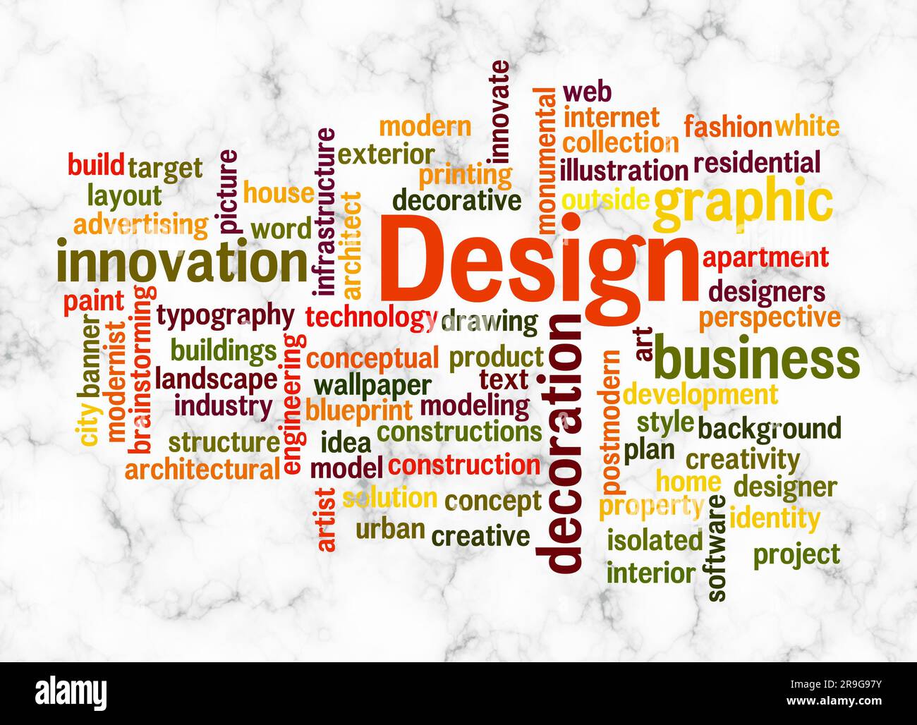 Word Cloud with DESIGN concept create with text only Stock Photo - Alamy