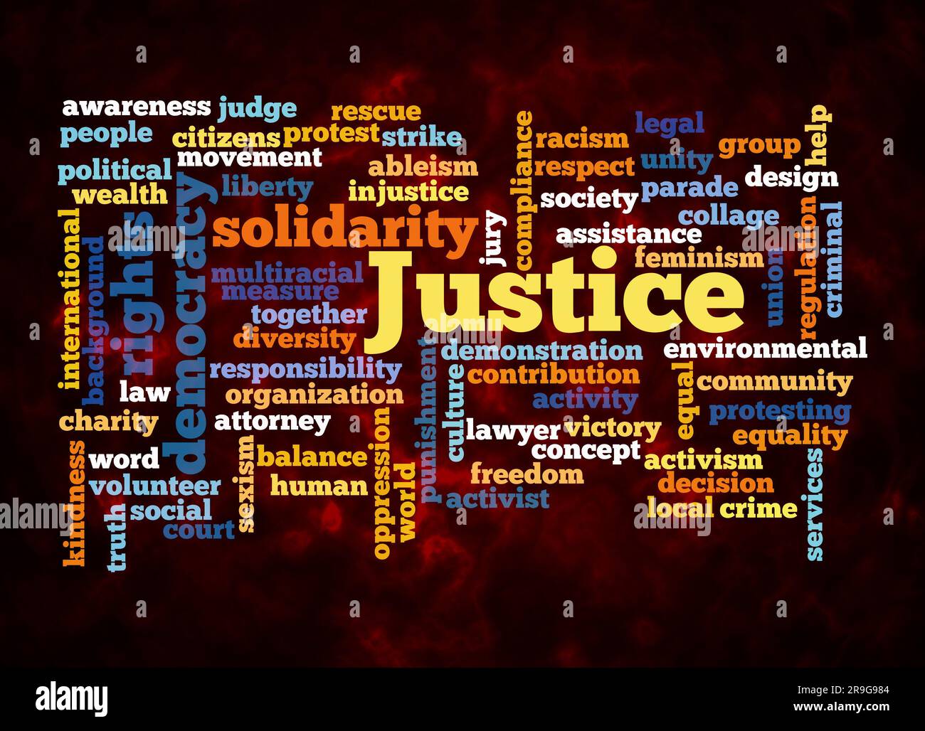 Word Cloud with JUSTICE concept create with text only Stock Photo - Alamy