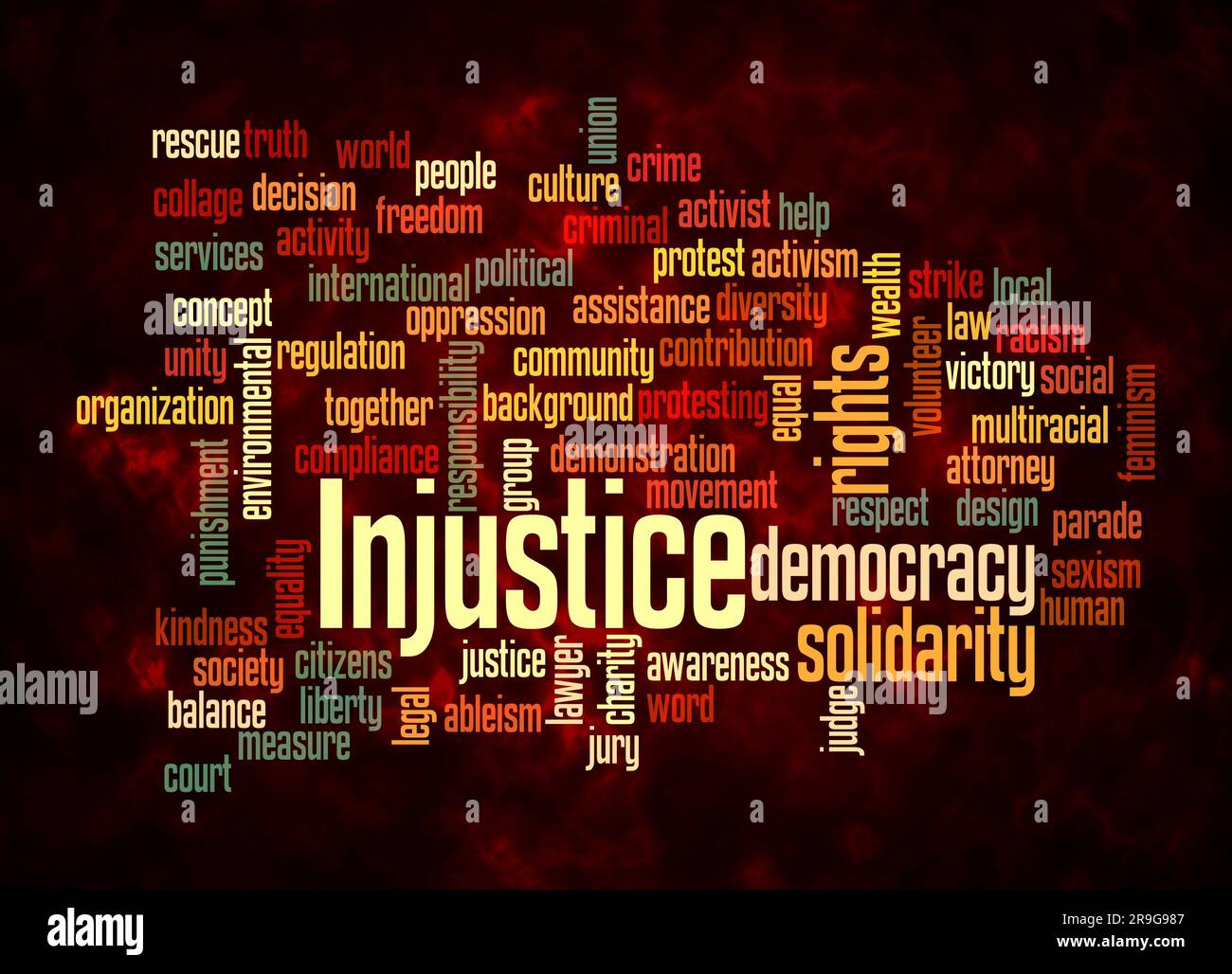 Word Cloud with INJUSTICE concept create with text only Stock Photo - Alamy