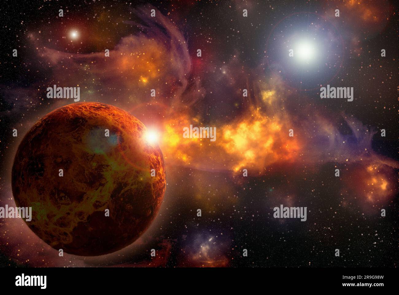 Unknown planet from outer space. Space nebula. Cosmic cluster of stars ...