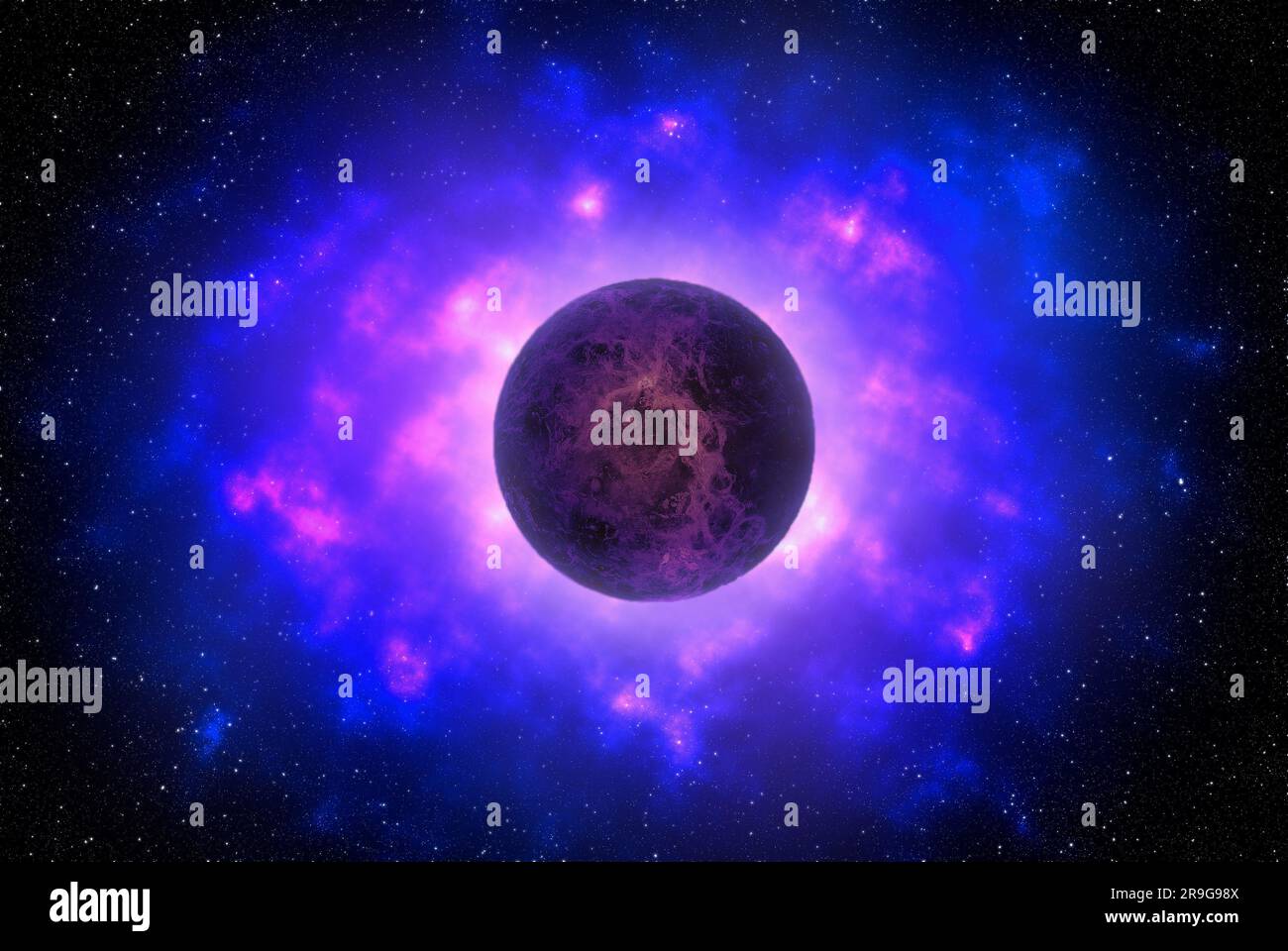 Unknown planet from outer space. Space nebula. Cosmic cluster of stars ...
