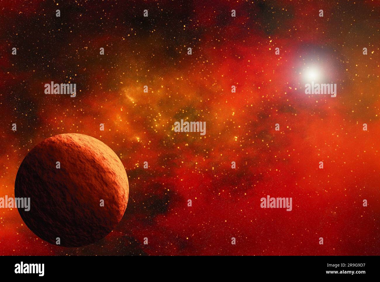 Unknown planet from outer space. Space nebula. Cosmic cluster of stars ...