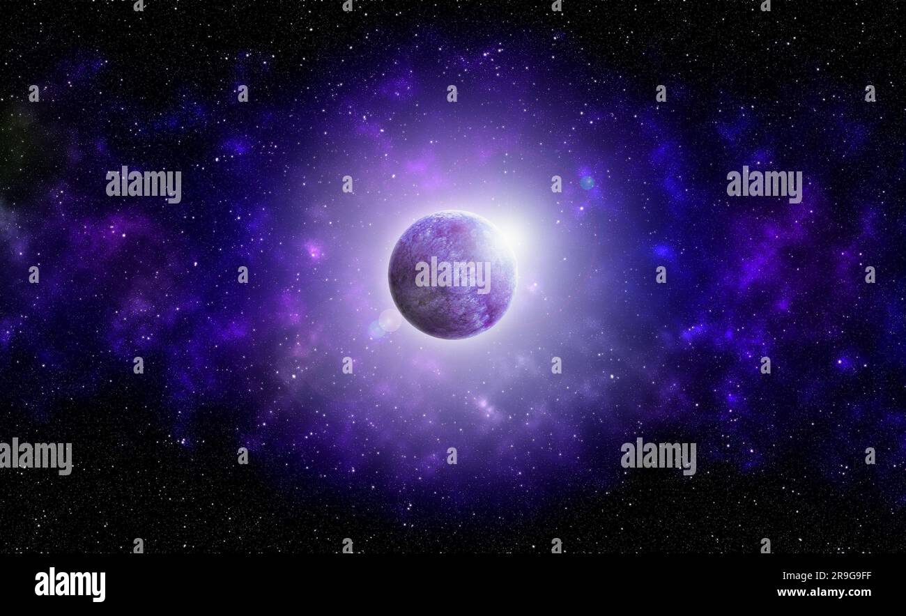 Unknown planet from outer space. Space nebula. Cosmic cluster of stars ...