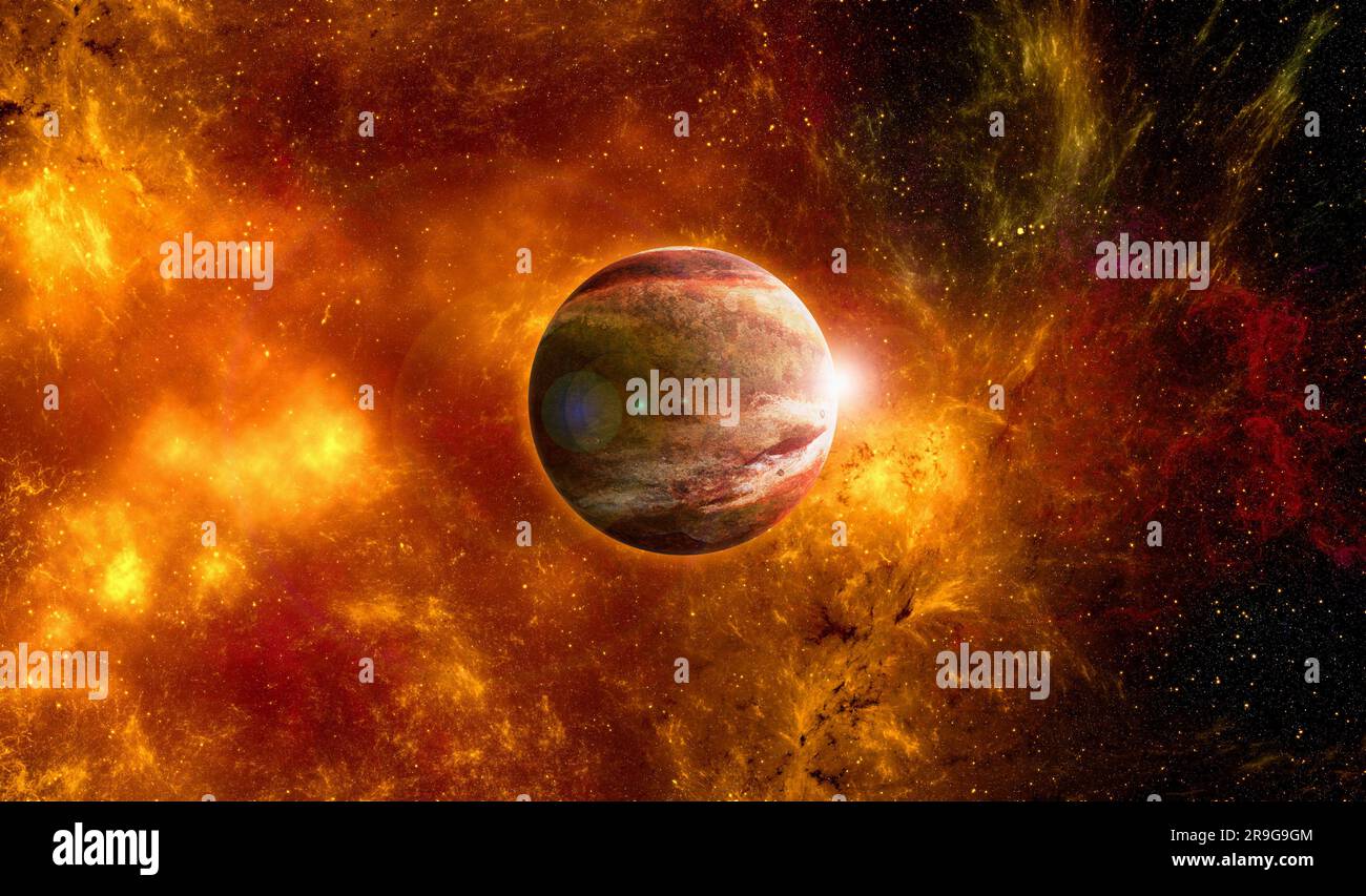 Unknown planet from outer space. Space nebula. Cosmic cluster of stars. Outer space background ...