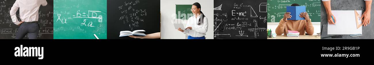 Collage of math teachers and chalkboards in classrooms Stock Photo - Alamy