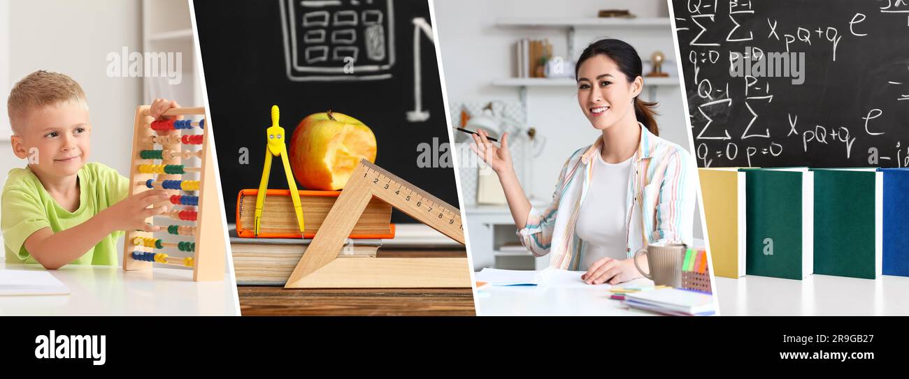 Math science books collage hi-res stock photography and images - Alamy