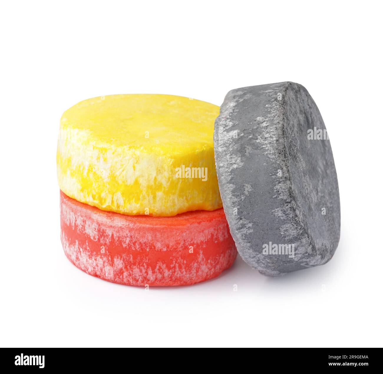Colorful solid shampoo bars on white background Stock Photo - Alamy
