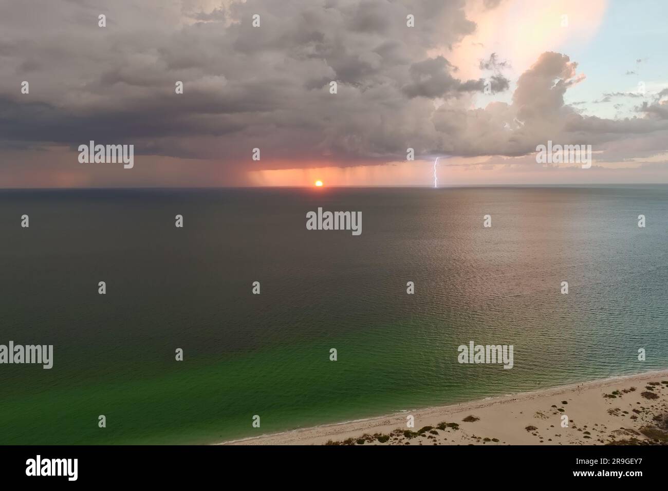 Dark weather front clouds forming on stormy sky during heavy rainfall ...