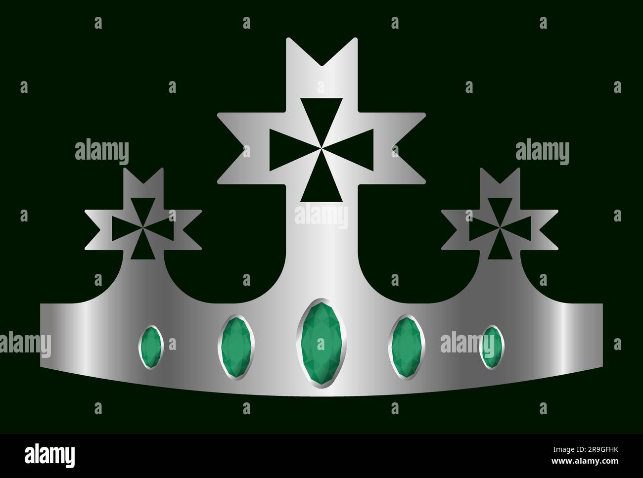Medieval crown Celtic cross inlaid with gemstones Royal silver crown ...
