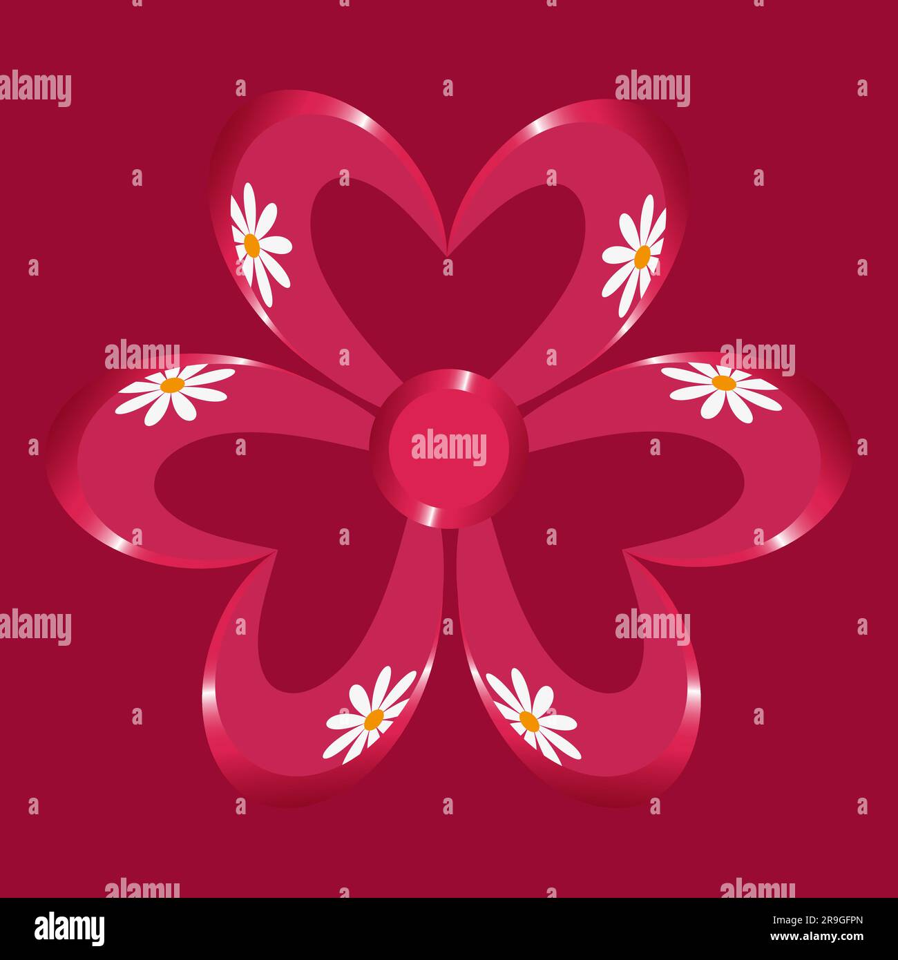 Three hearts Decorative floral design element White flowers on heart ...
