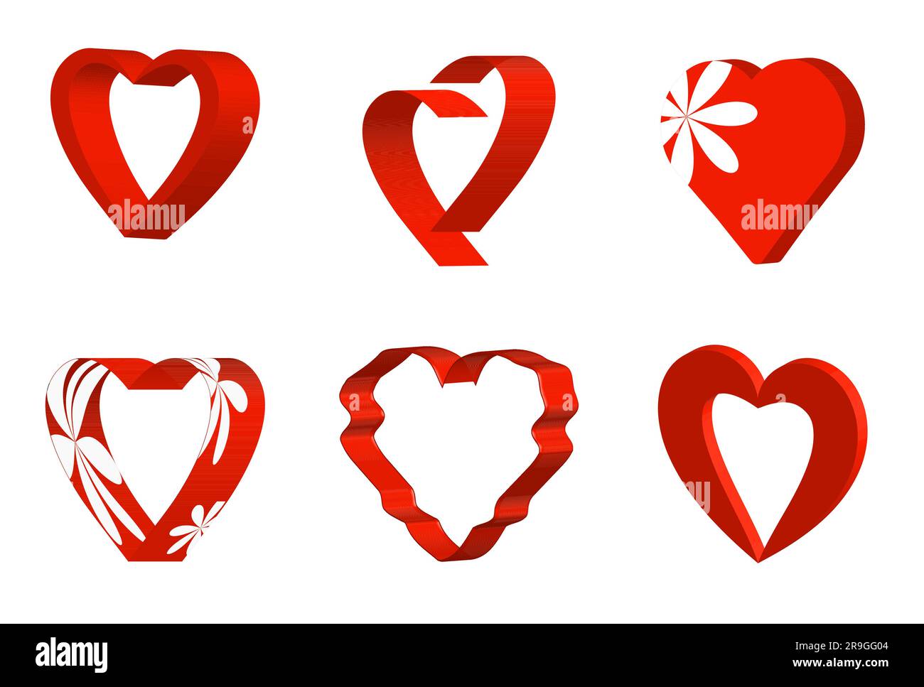 Red hearts collection Heart shape frame Floral print Design elements ...
