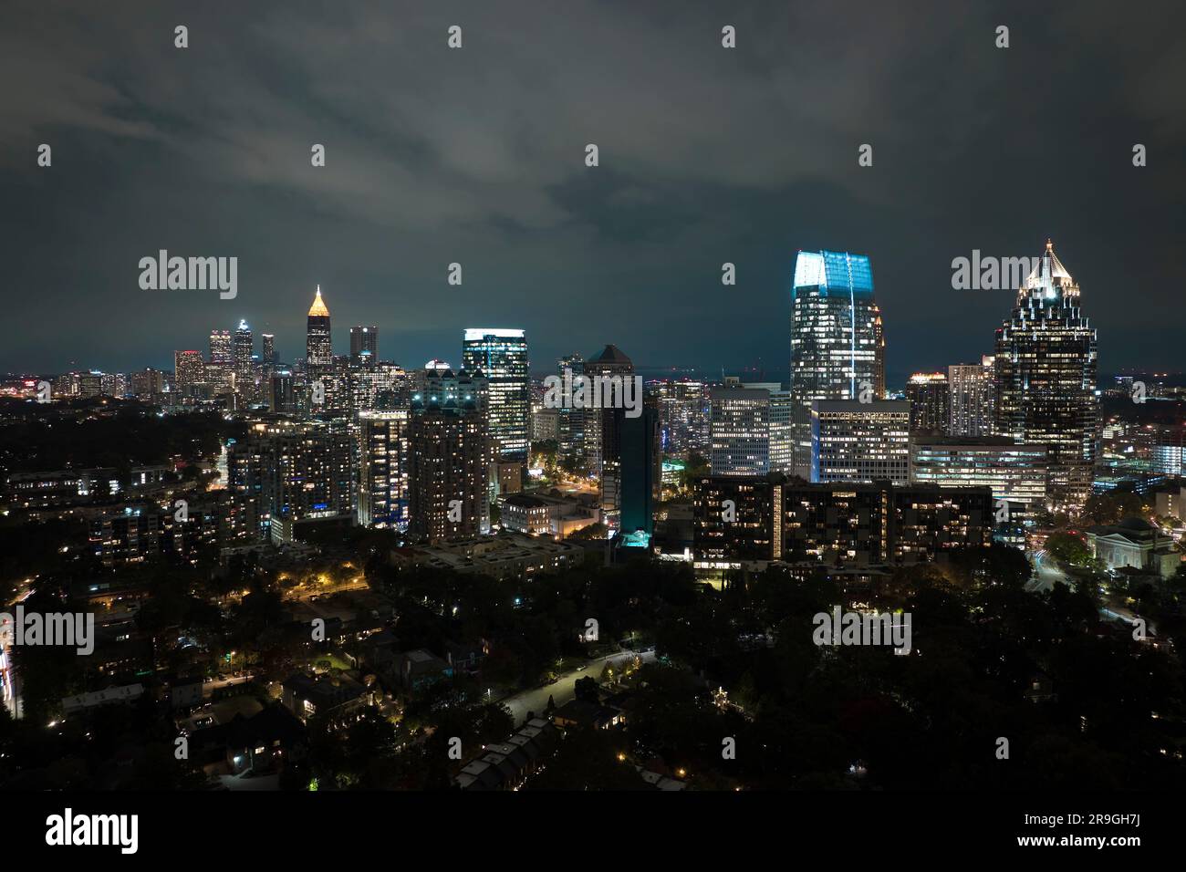Night urban landscape of downtown district of Atlanta city in Georgia ...