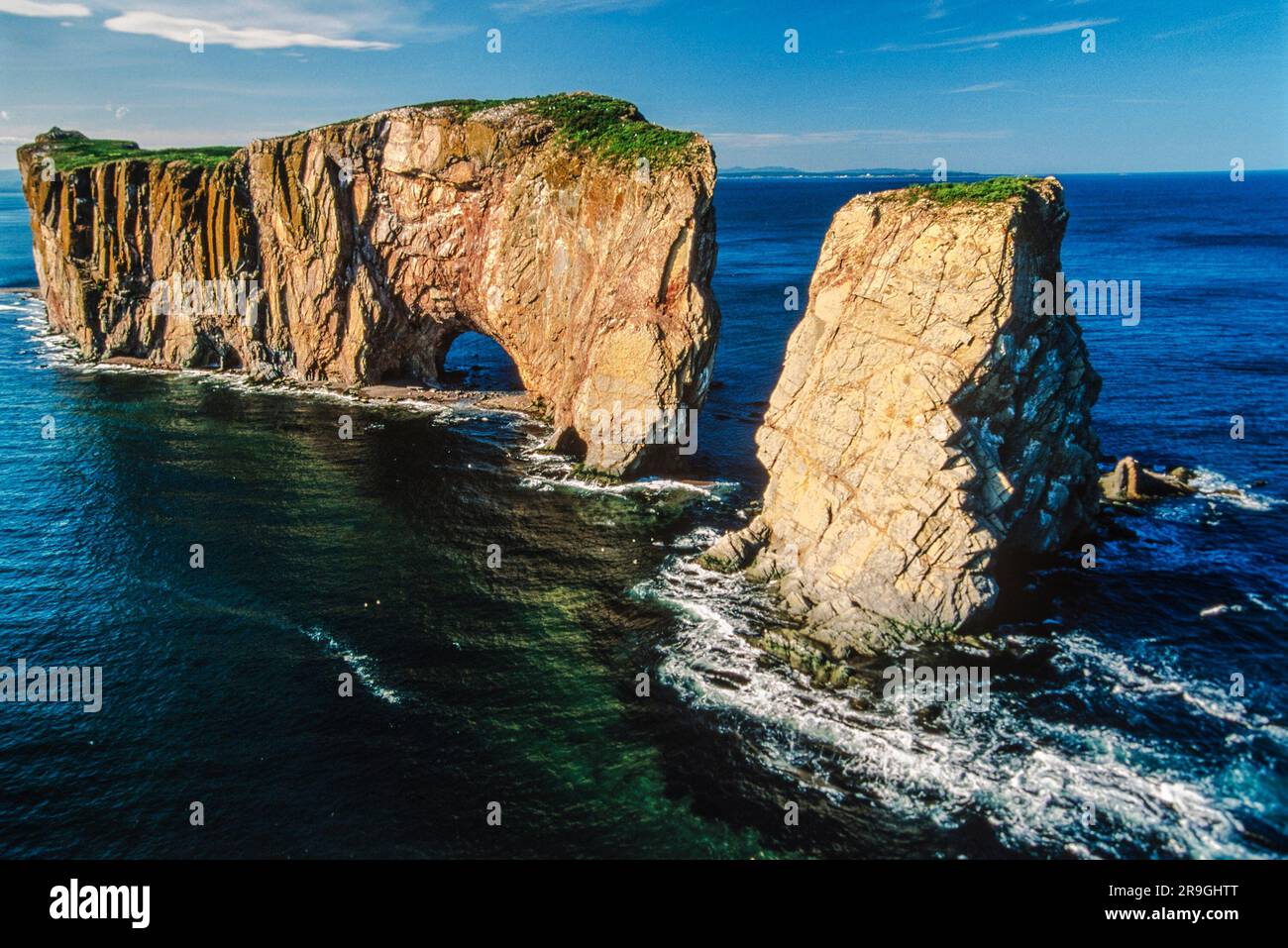 Aerial of Perce rock, Quebec, Canada Stock Photo - Alamy