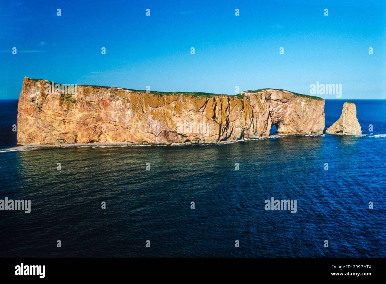 Aerial of Perce rock, Quebec, Canada Stock Photo - Alamy