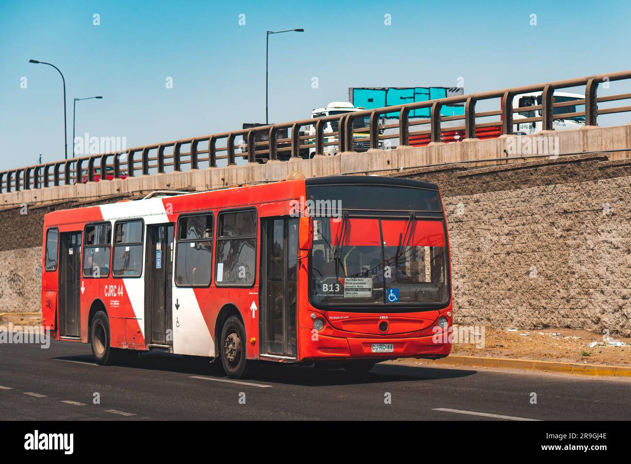 Santiago, Chile - February 09 2023: A public transport Transantiago, or ...
