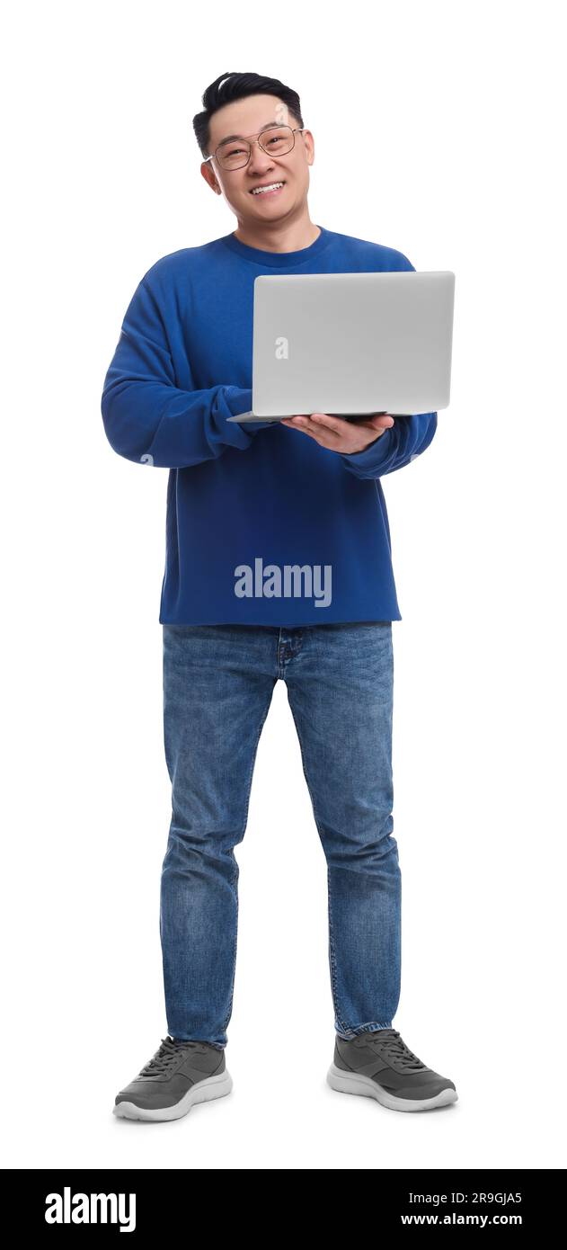 Stylish man modern laptop Cut Out Stock Images & Pictures - Alamy