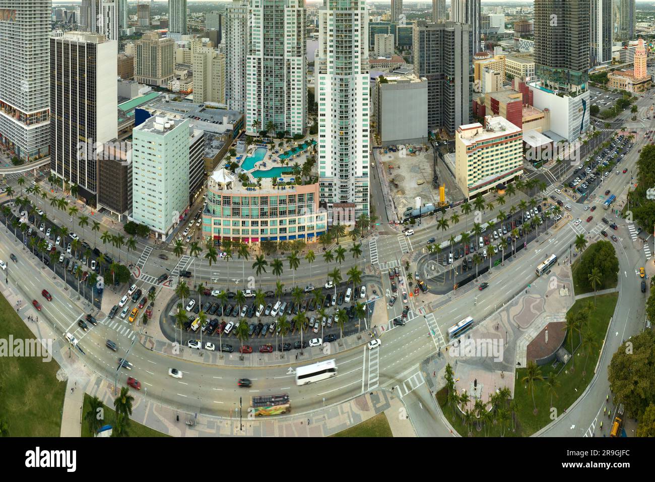 Urban landscape of downtown district of Miami Brickell in Florida, USA ...