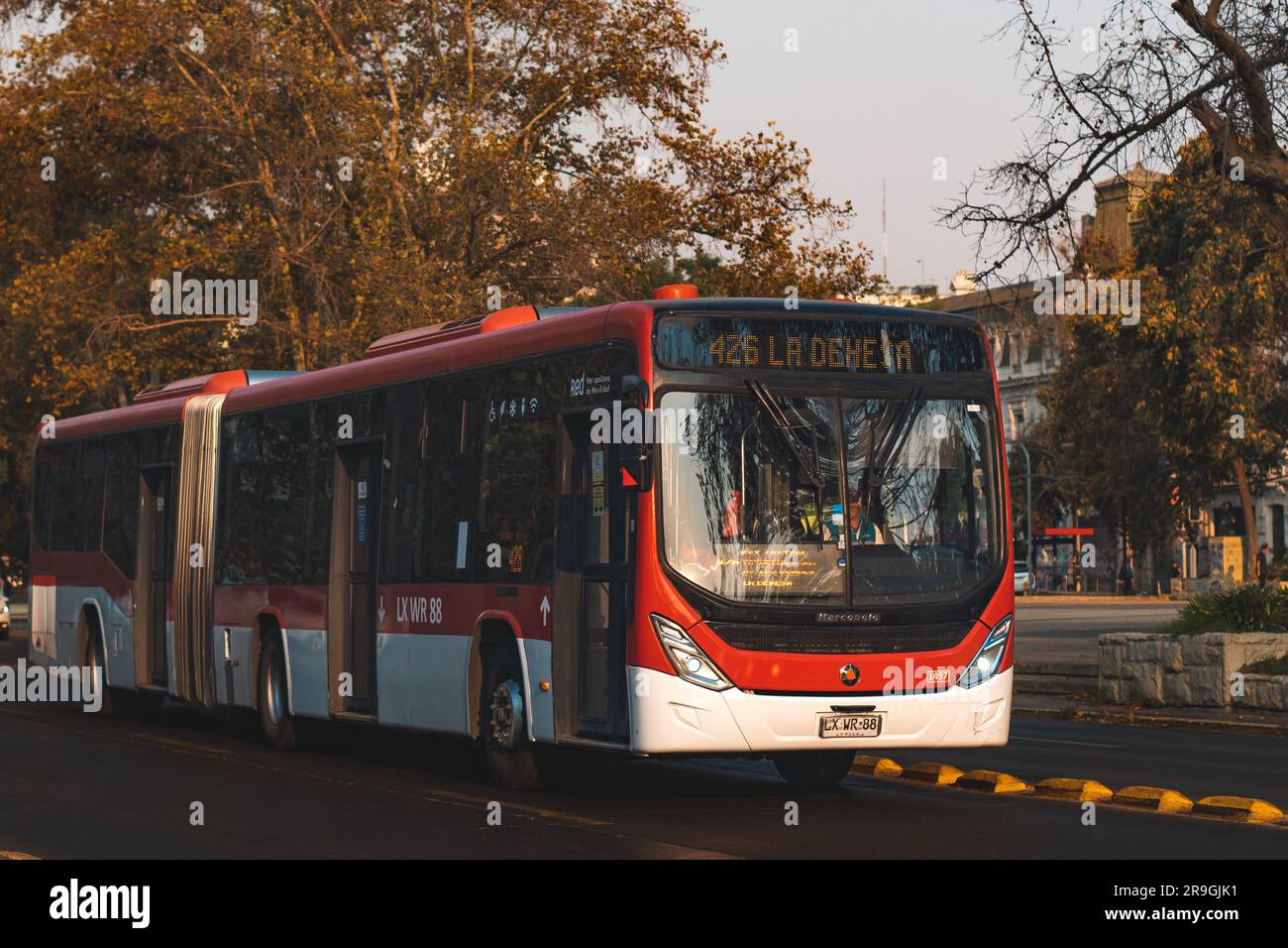 Santiago, Chile - February 09 2023: A public transport Transantiago, or ...