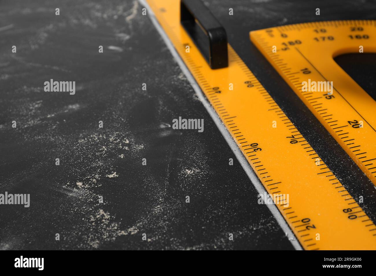 Ruler and protractor with measuring length and degrees markings on ...