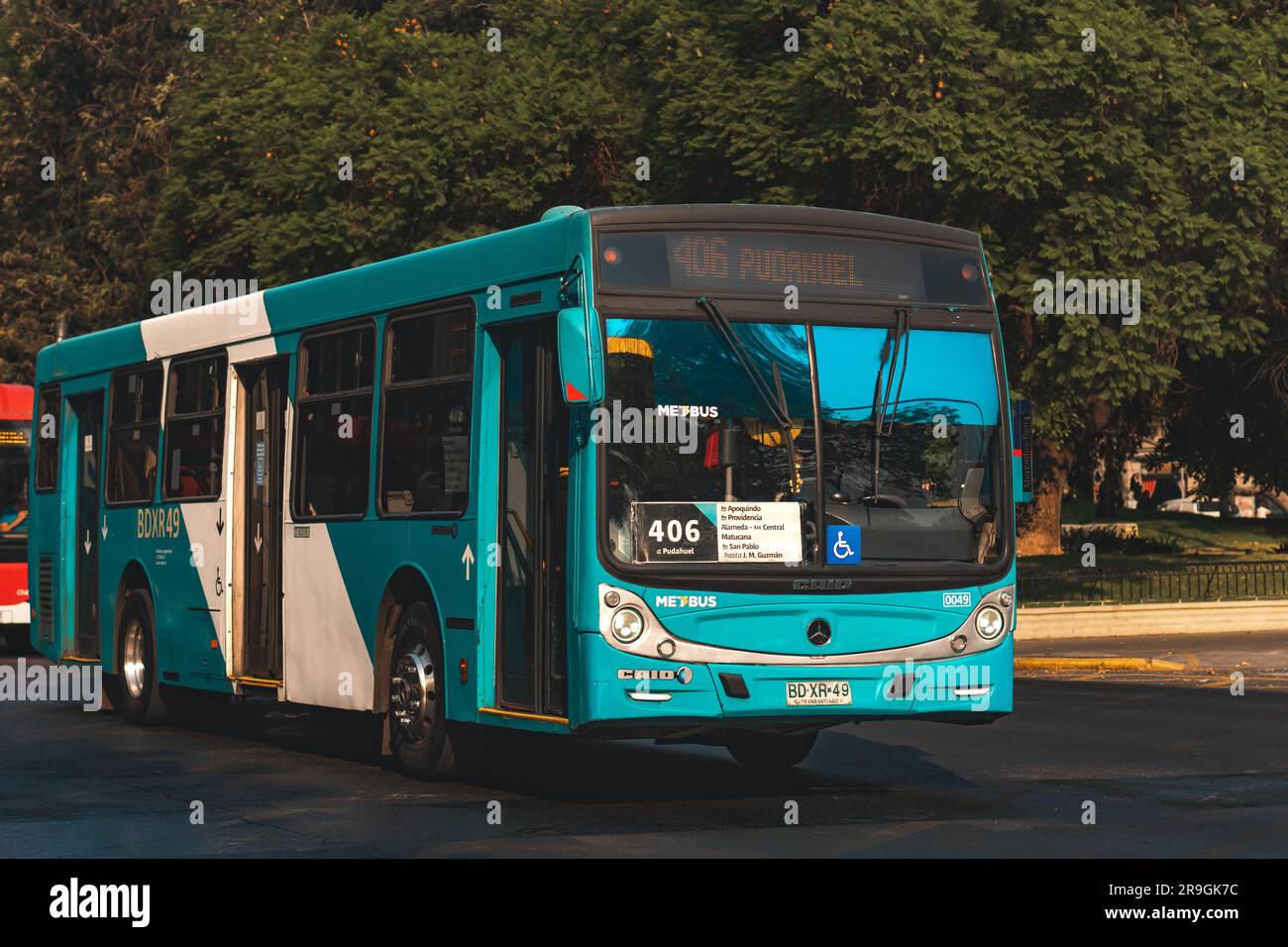 Santiago, Chile - February 09 2023: A public transport Transantiago, or ...
