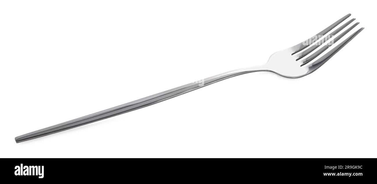 One shiny metal fork isolated on white Stock Photo - Alamy