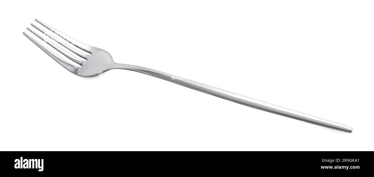 One shiny metal fork isolated on white Stock Photo - Alamy