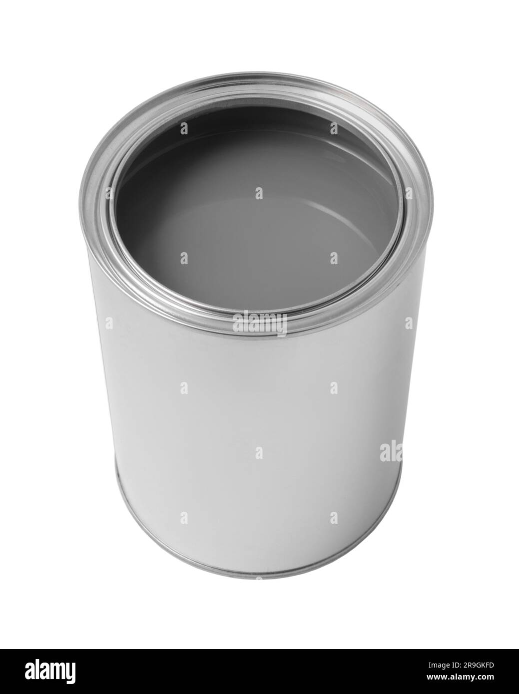 Can with gray paint on white background Stock Photo - Alamy