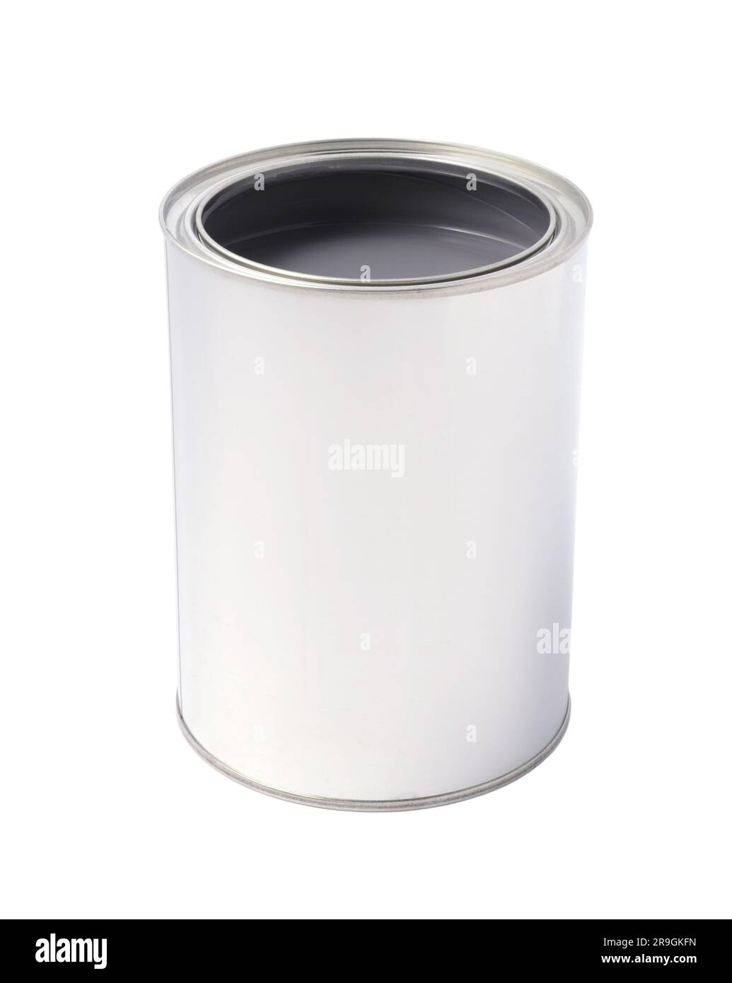 Can with gray paint on white background Stock Photo - Alamy