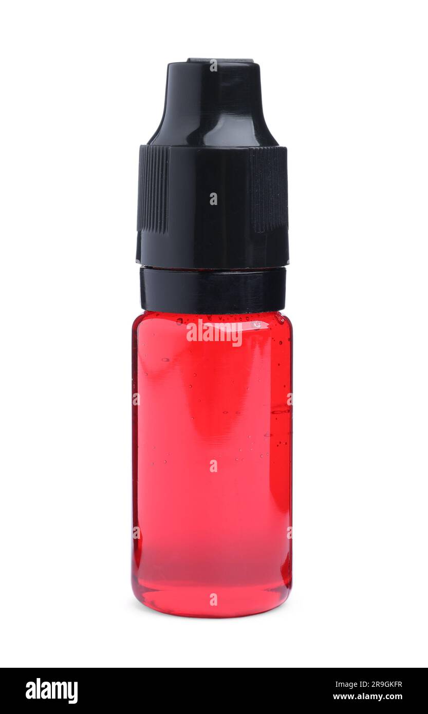 Bottle of red food coloring on white background Stock Photo - Alamy