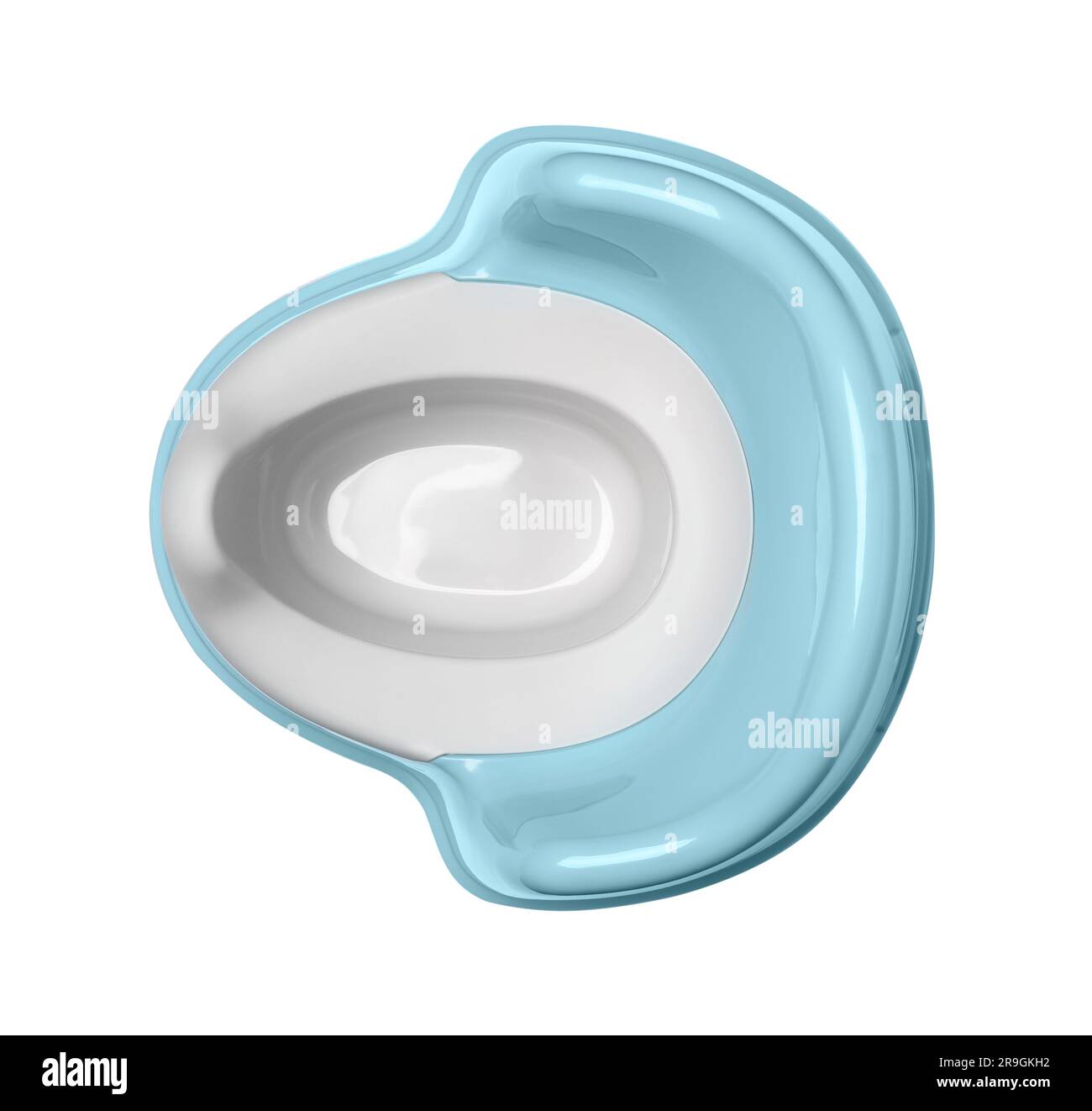Light blue baby potty isolated on white, top view. Toilet training ...