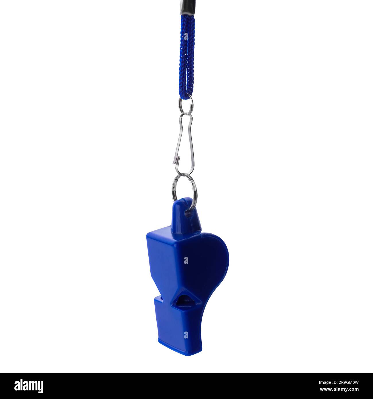 One blue whistle with cord isolated on white Stock Photo - Alamy