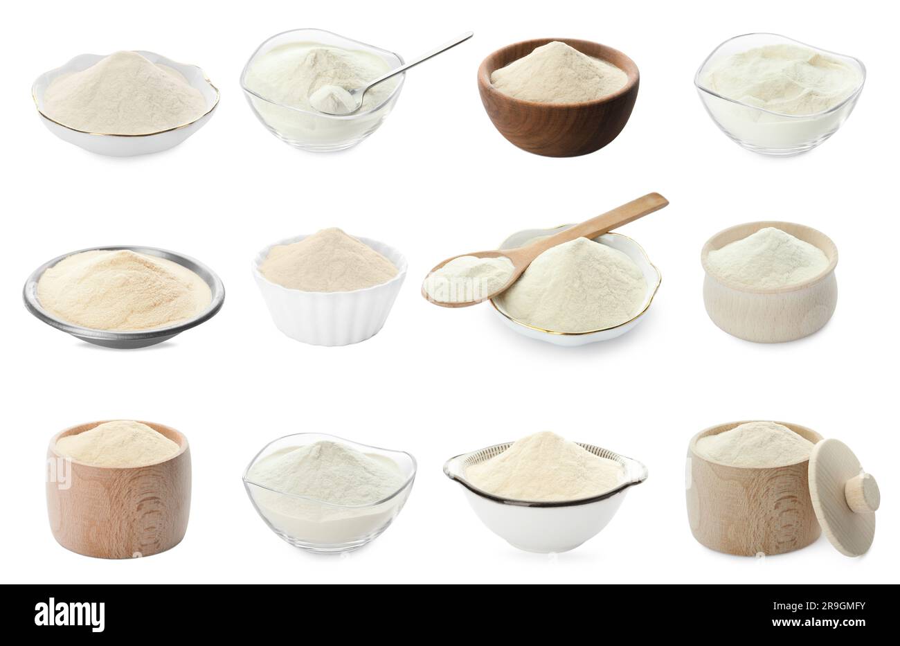 Set with agar-agar powder isolated on white Stock Photo - Alamy