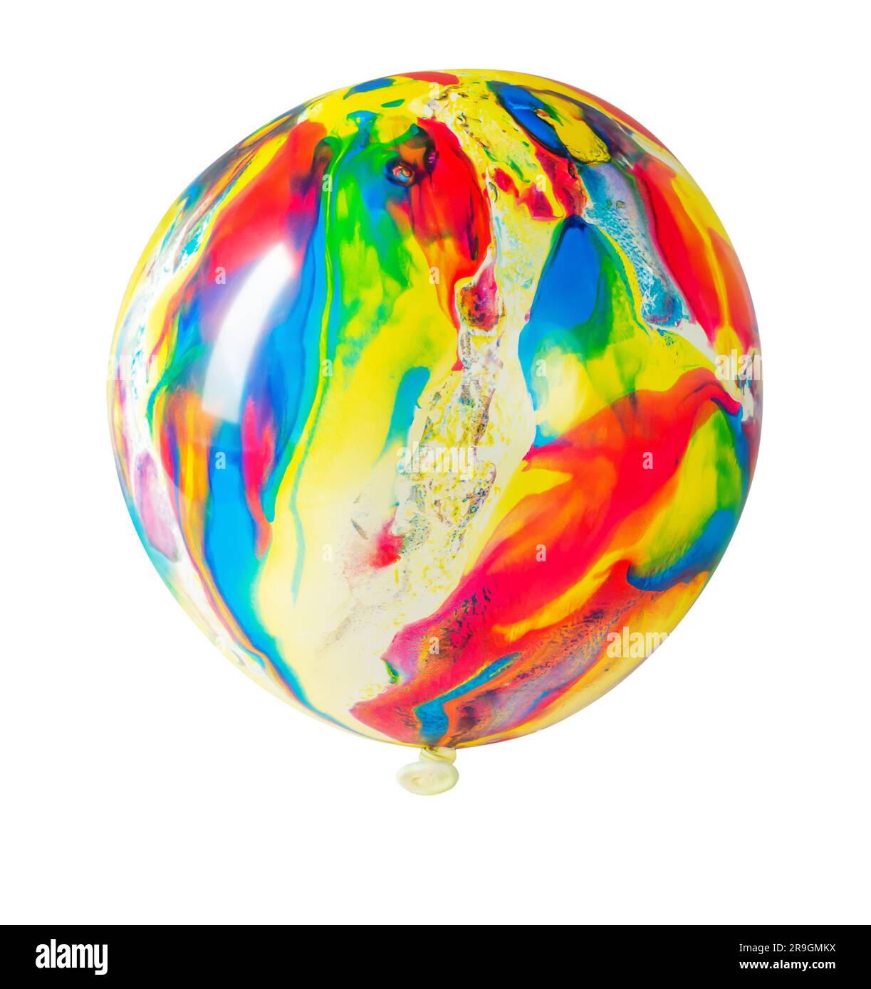 Air balloon with yellow, blue, red spots isolated on white background ...