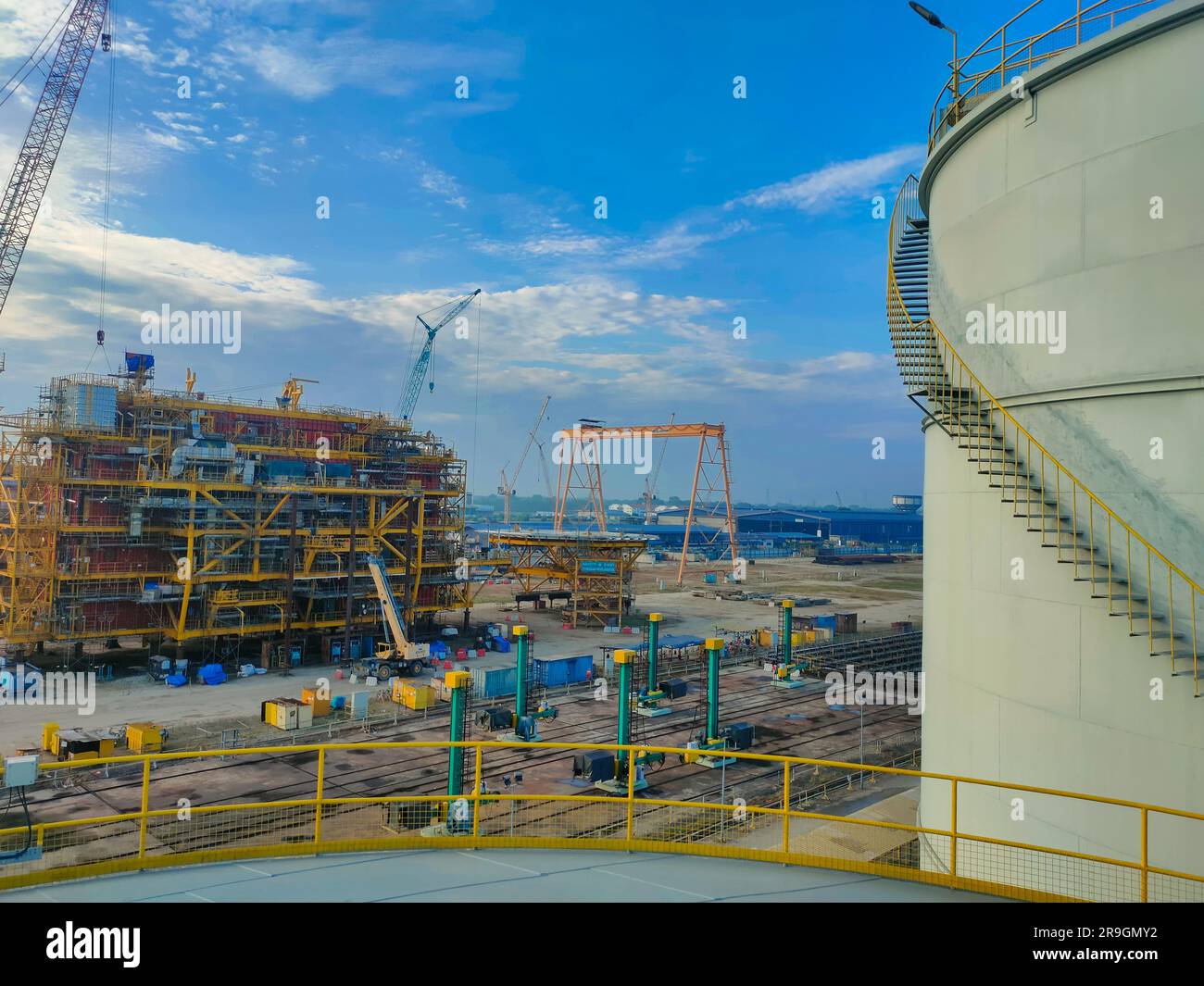 Lumut,Perak- June 10 2023: Oil storage tanks in an industrial area with ...