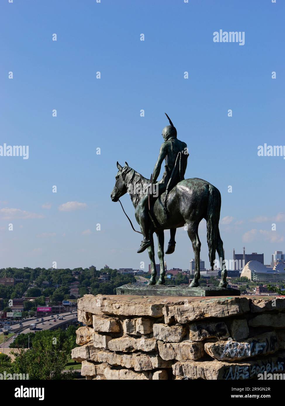Kansas City, Missouri - June 19, 2023: The Scout Statue Overlooking the ...