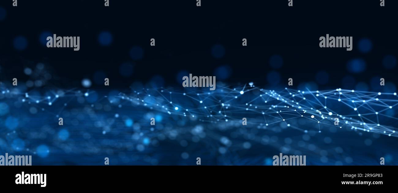 Abstract blue futuristic technology big data digital background. Network connection structure ...